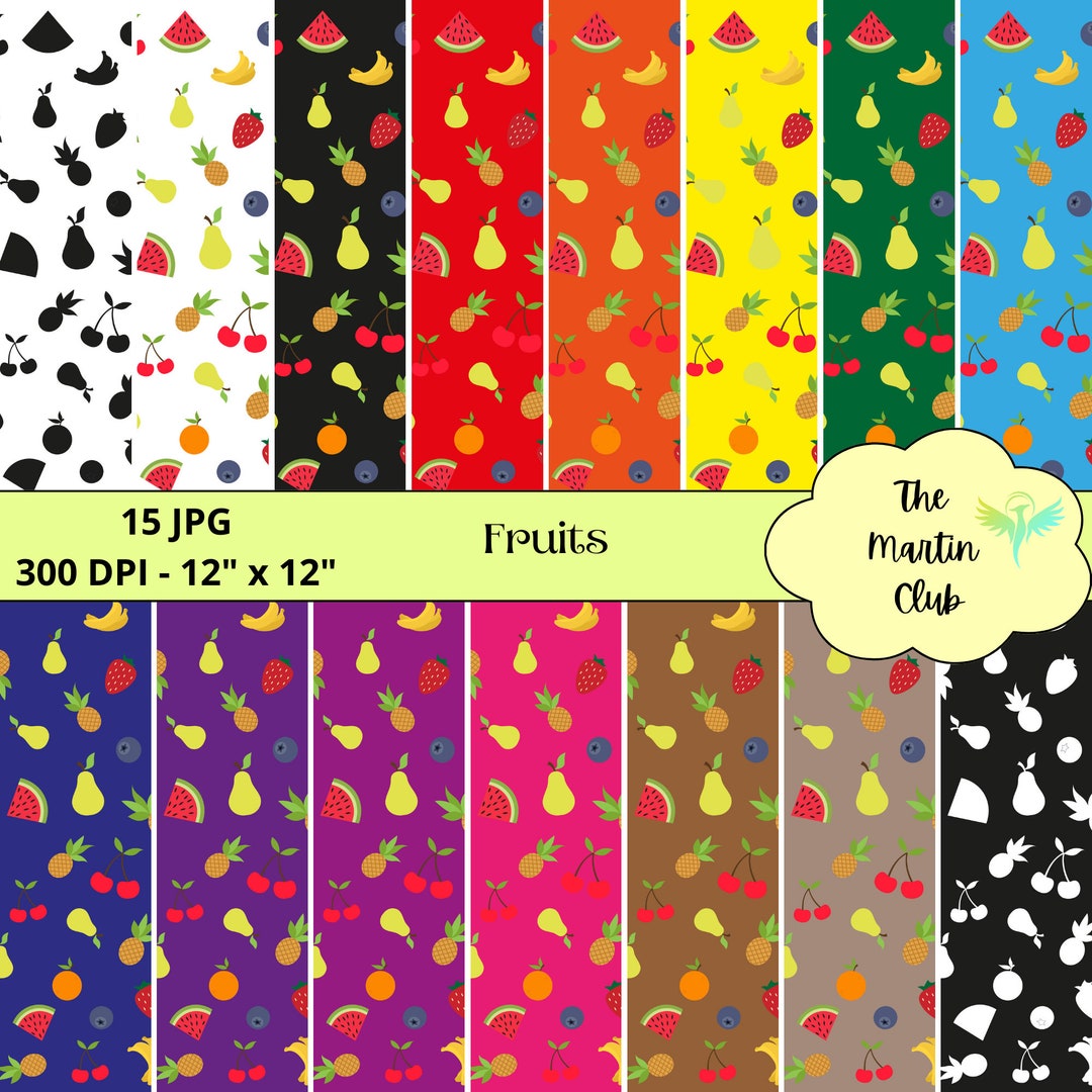 Fruits Mix Background Digital Papers Random Fruits Scrapbook - Etsy