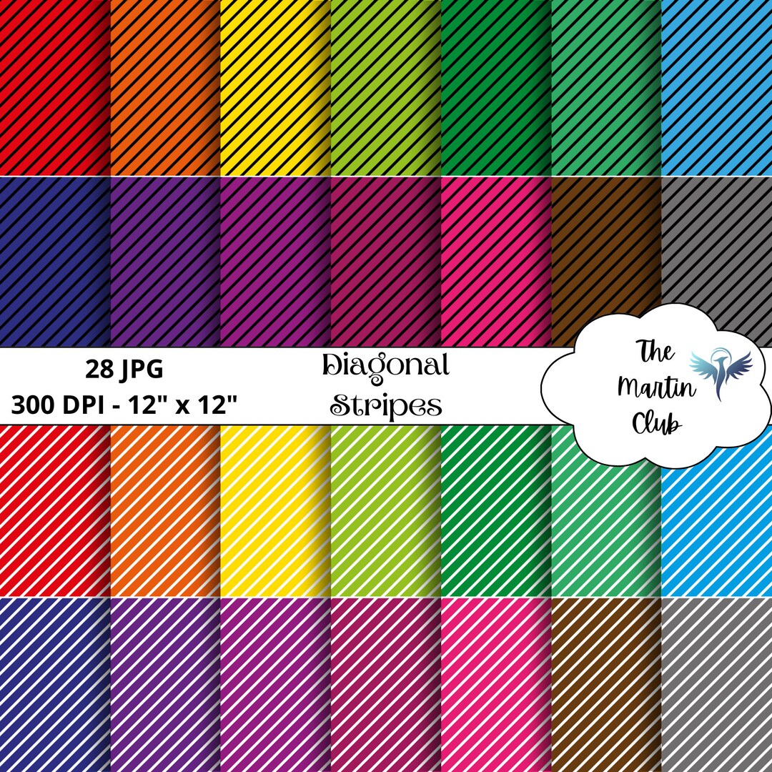 Diagonal Stripes Background Digital Papers White Black Diagonal Stripes ...
