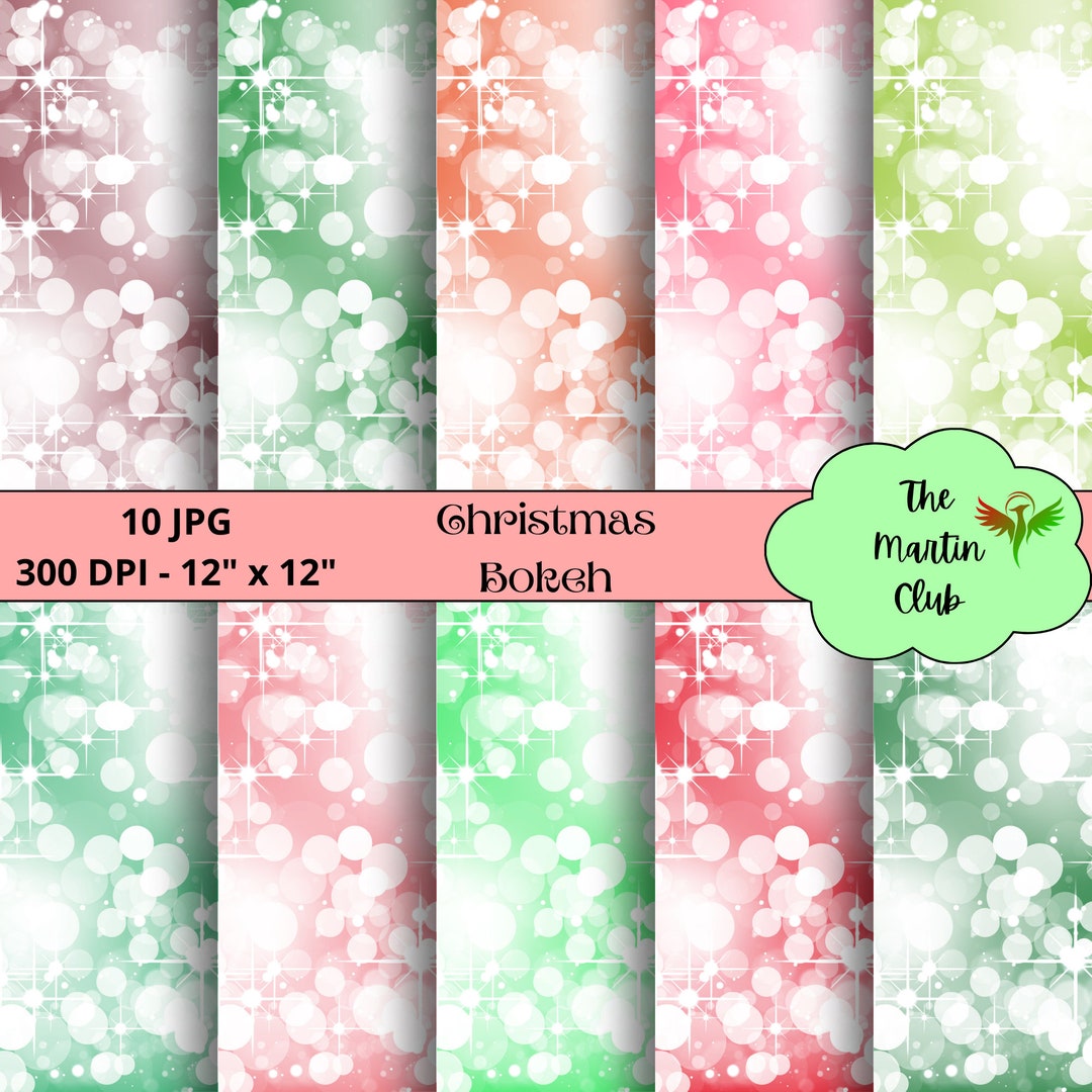 Christmas Bokeh Background Digital Papers Red Green Bokeh Scrapbook ...