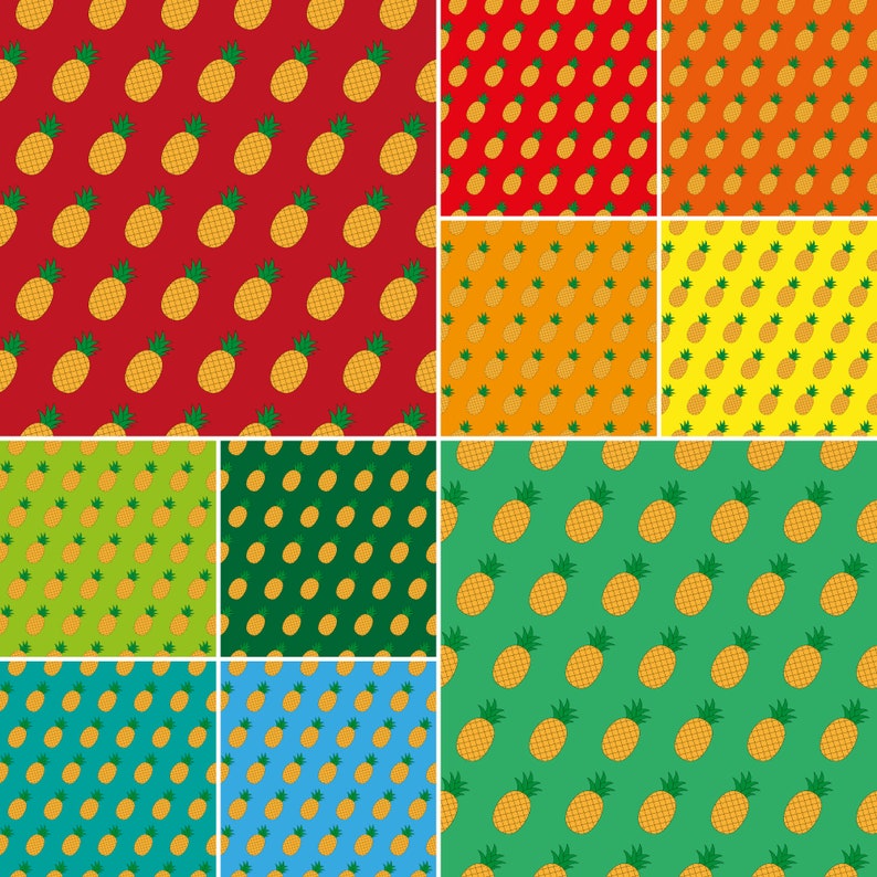 Pineapple Digital Papers Fruit Scrapbook Paper Pattern - Digital ...