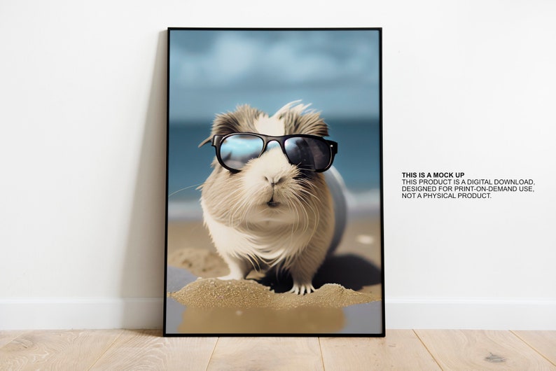 Guinea Pig, Cavy, at the Beach (3 Images) - Poster Art, Digital ...