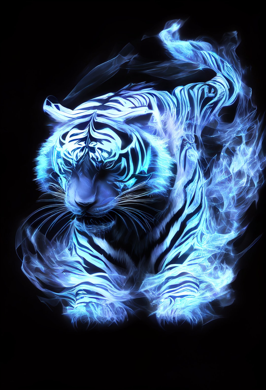 Mystical Tiger, Dark, Vibrant Poster Art (2:3) - Digital Download, High ...