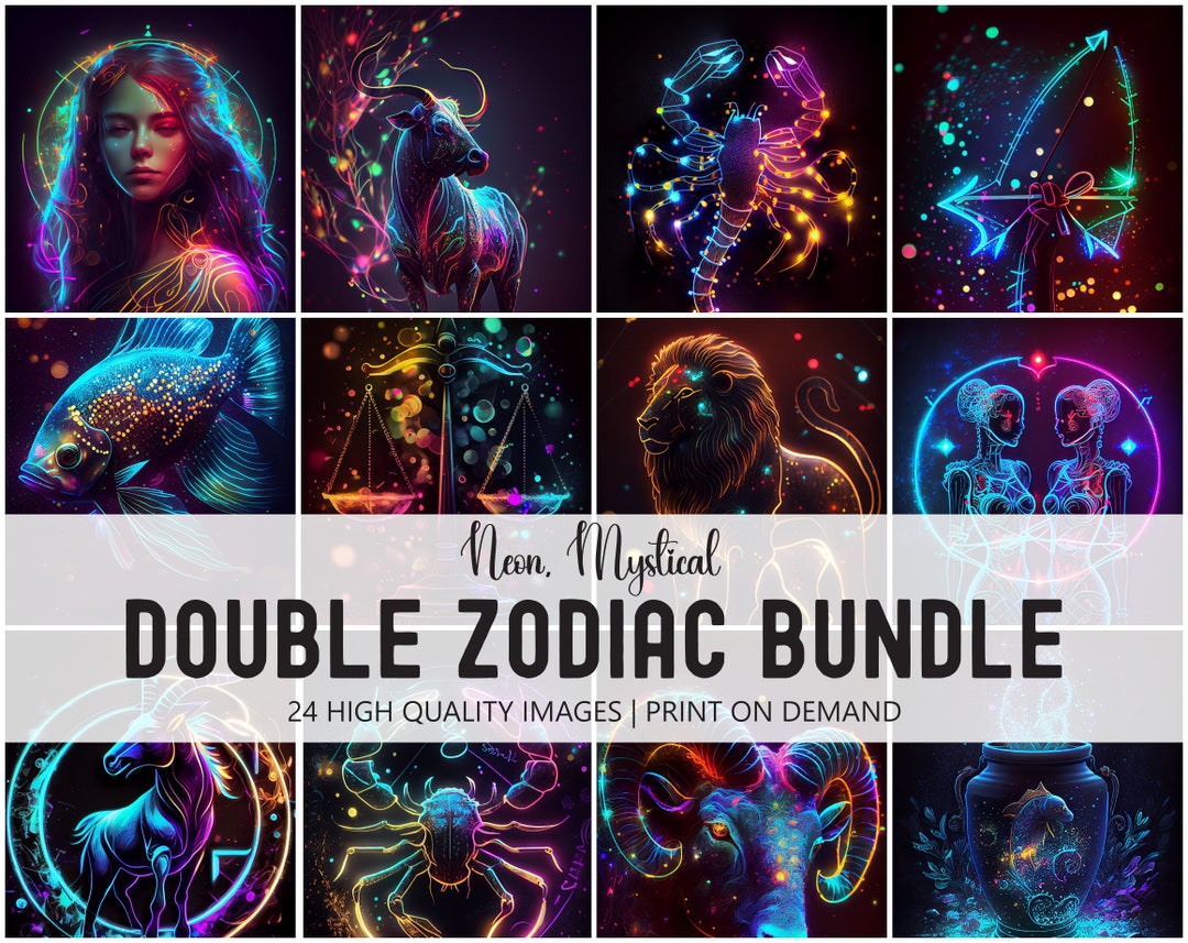 Neon Zodiac - |24 IMAGES| Star Sign, Astrology Print, Zodiac Printable ...