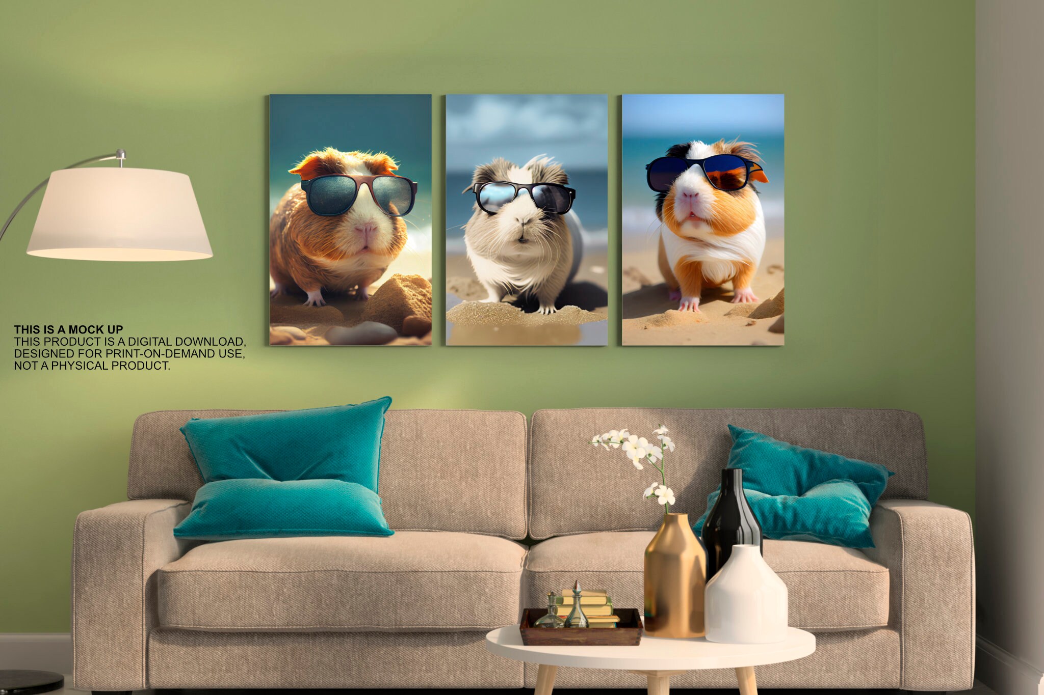 Guinea Pig, Cavy, at the Beach (3 Images) - Poster Art, Digital ...