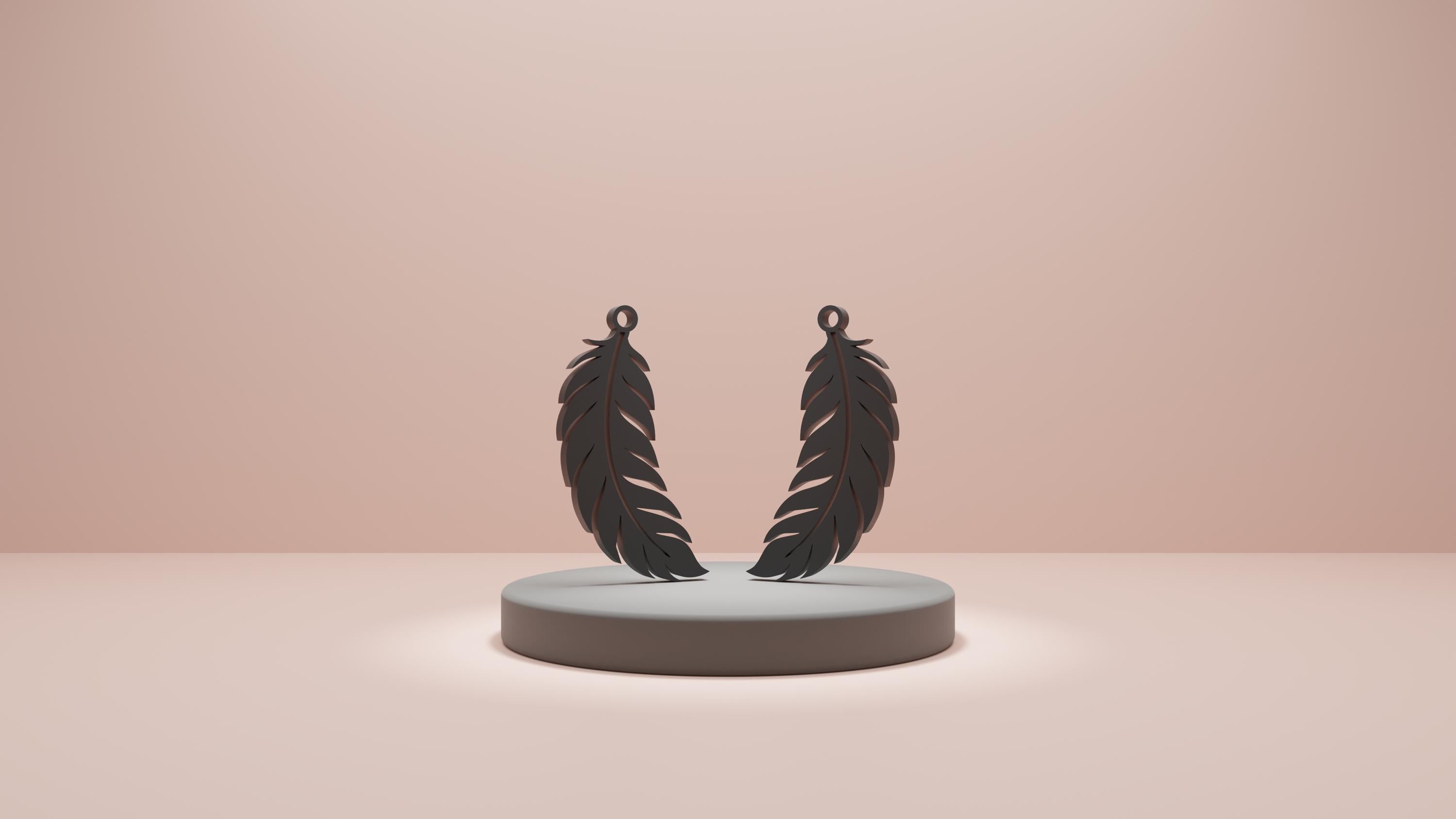 8 Feather STL Models for Earrings, 3D Printing Dangle Designs ...