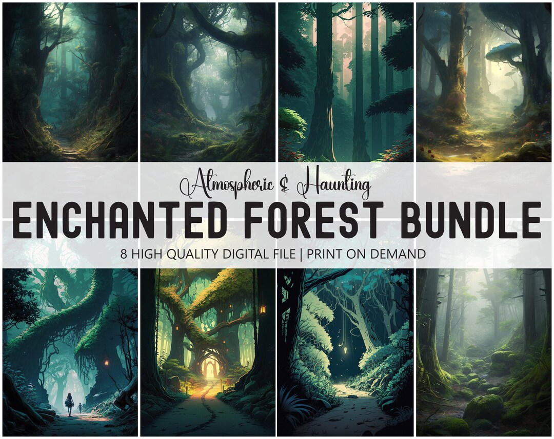 Enchanted Forest Print Set – Mysterious Woods Wall Art (digital ...