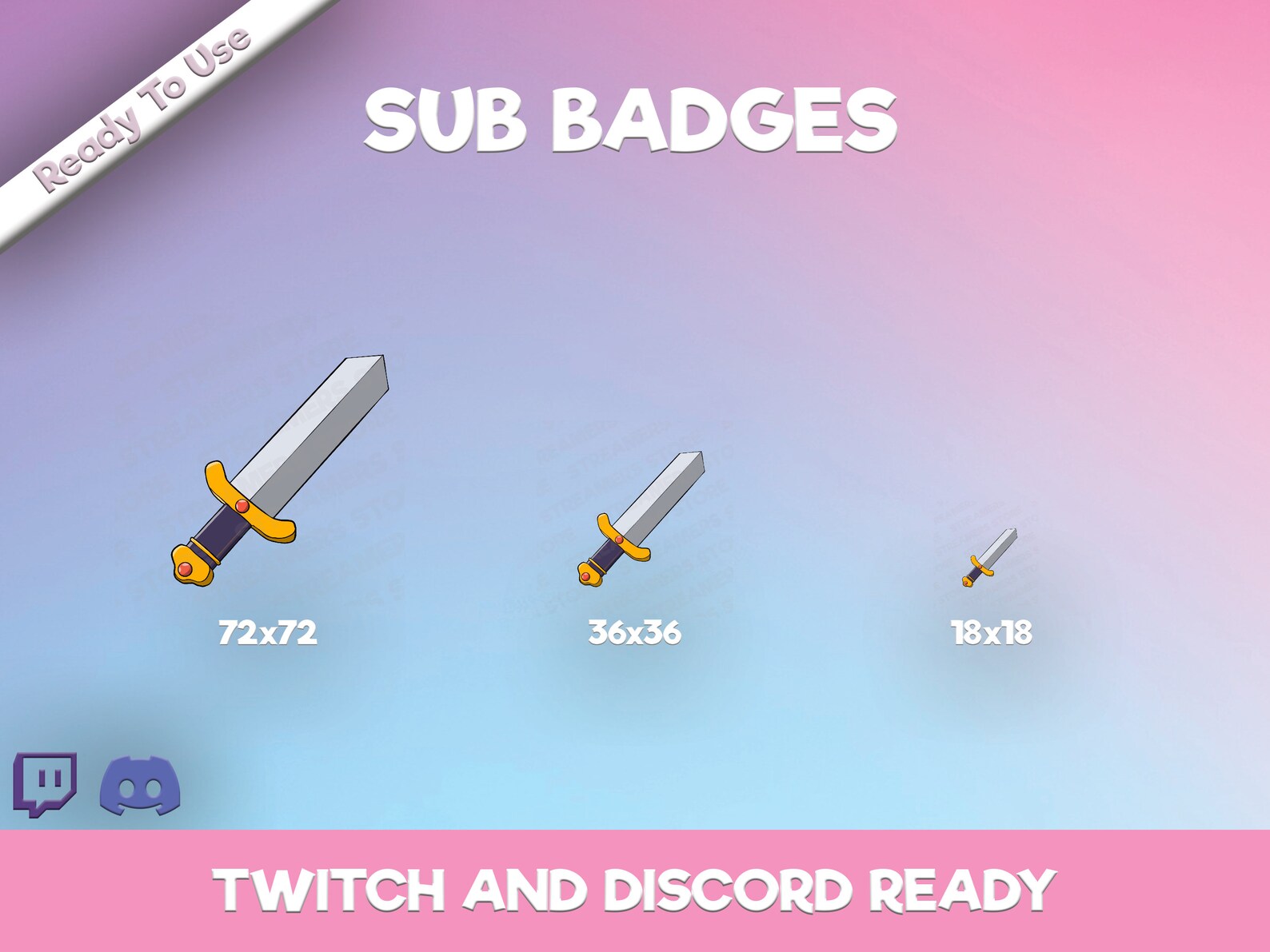 Sword Sub Badges Twitch Sub Badges Youtube Discord streamer Sub Badges ...