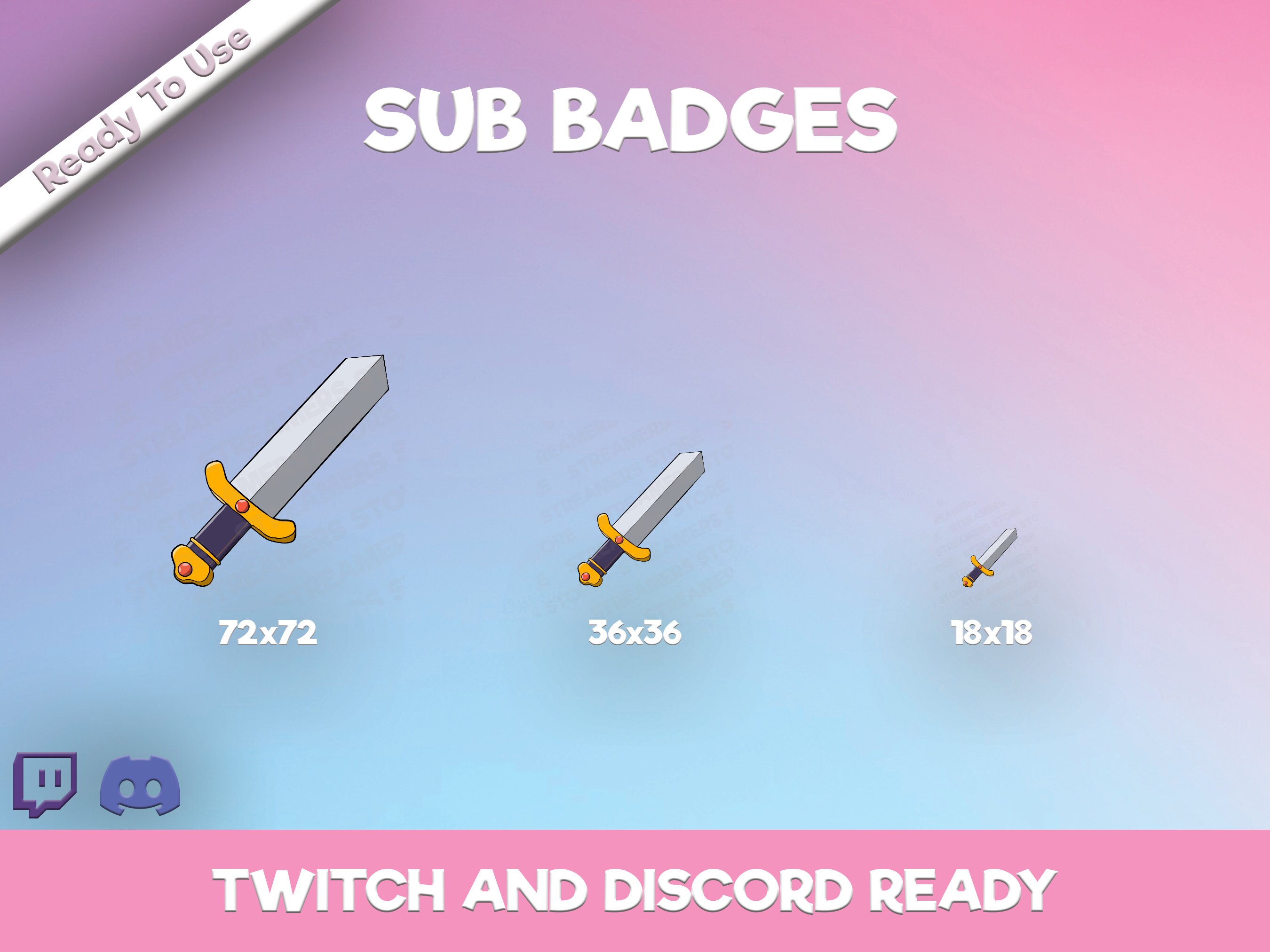 Sword Sub Badges - Twitch Sub Badges - Youtube - Discord -streamer Sub ...