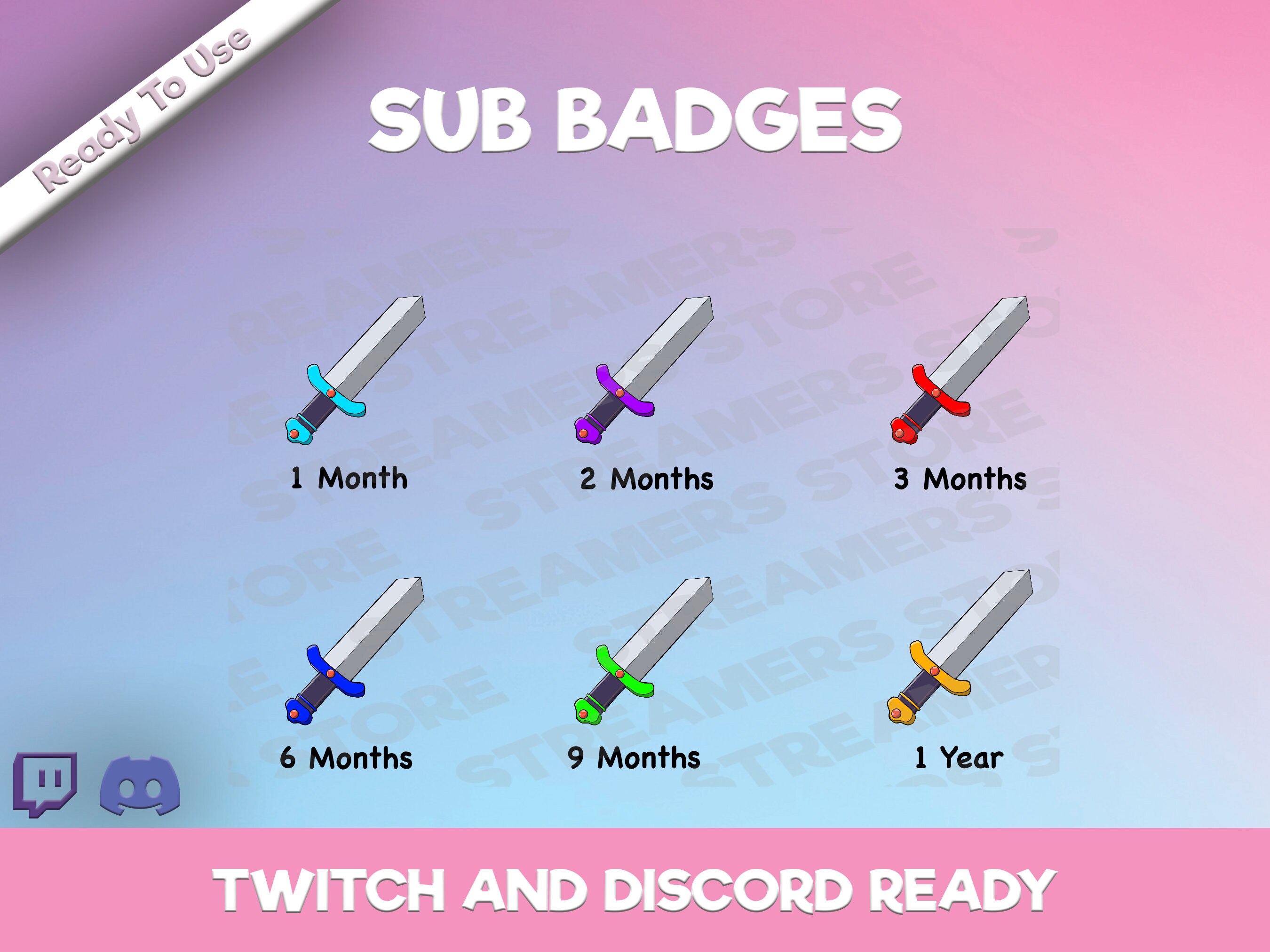 Sword Sub Badges - Twitch Sub Badges - Youtube - Discord -streamer Sub ...
