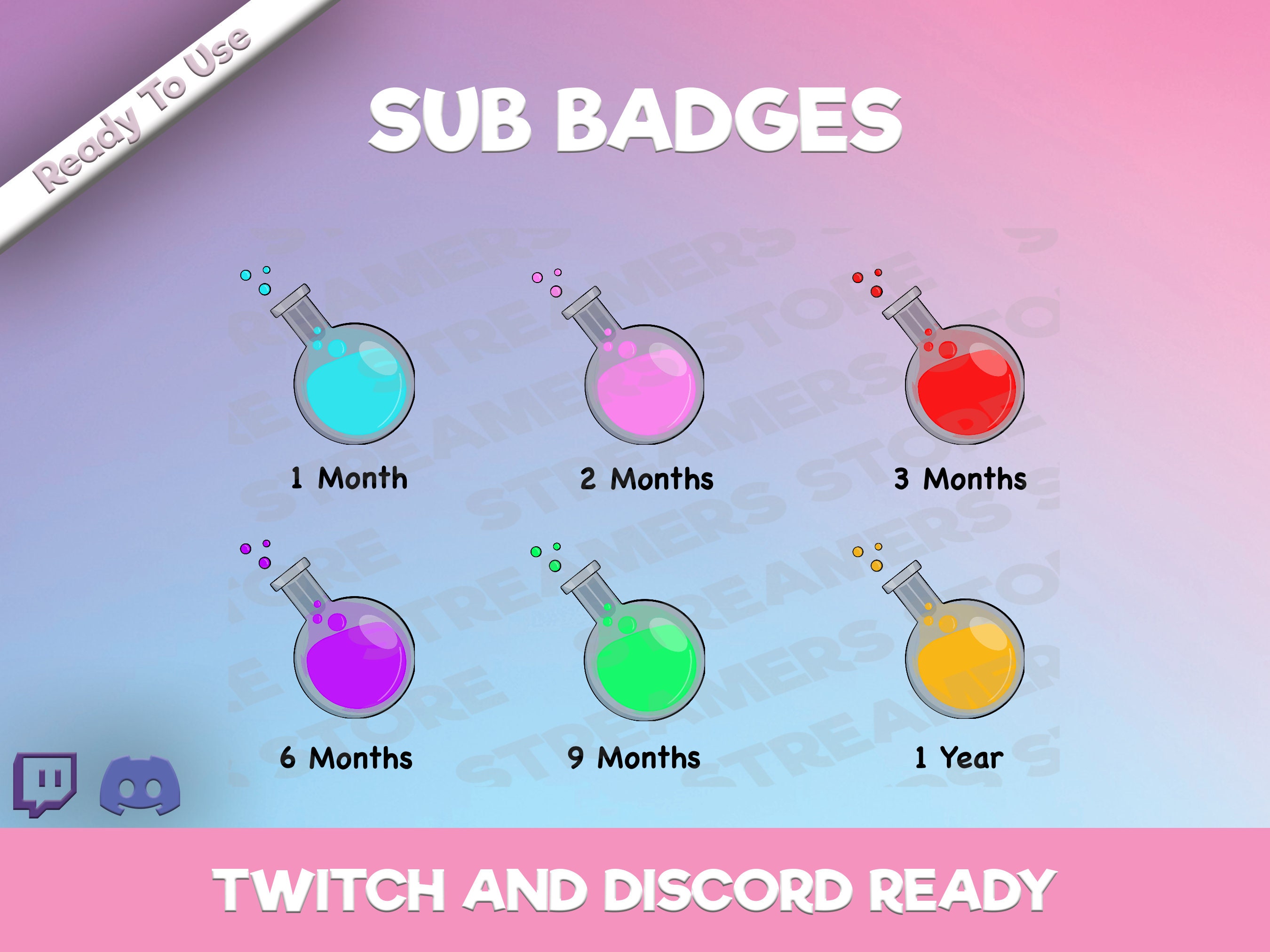 Potion Sub Badges - Twitch Sub Badges - Youtube - Discord -streamer Sub Badges - Community Sub ...