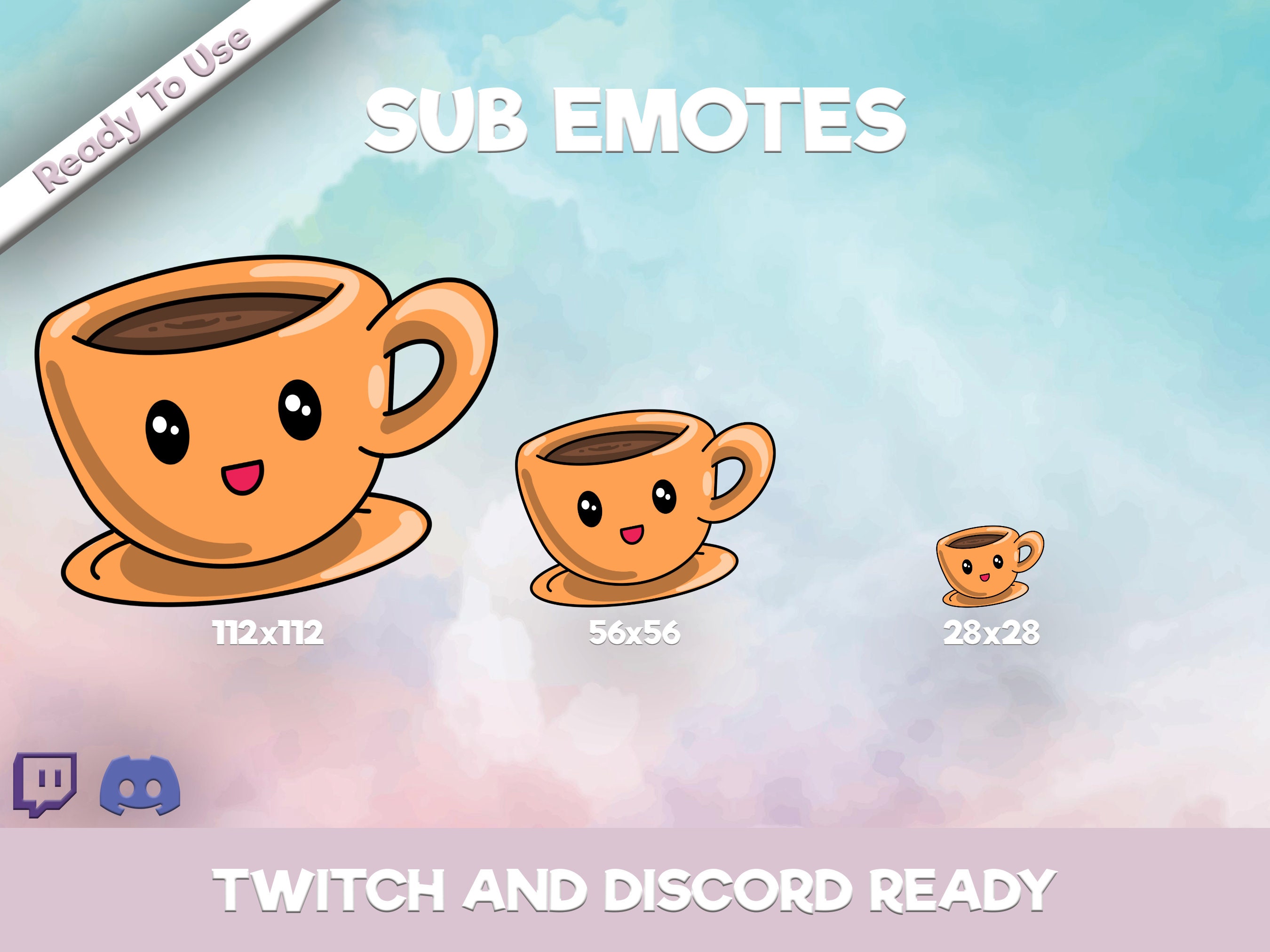Kawaii Coffee Emote - Twitch Emote - Youtube Emote - Discord Emote ...
