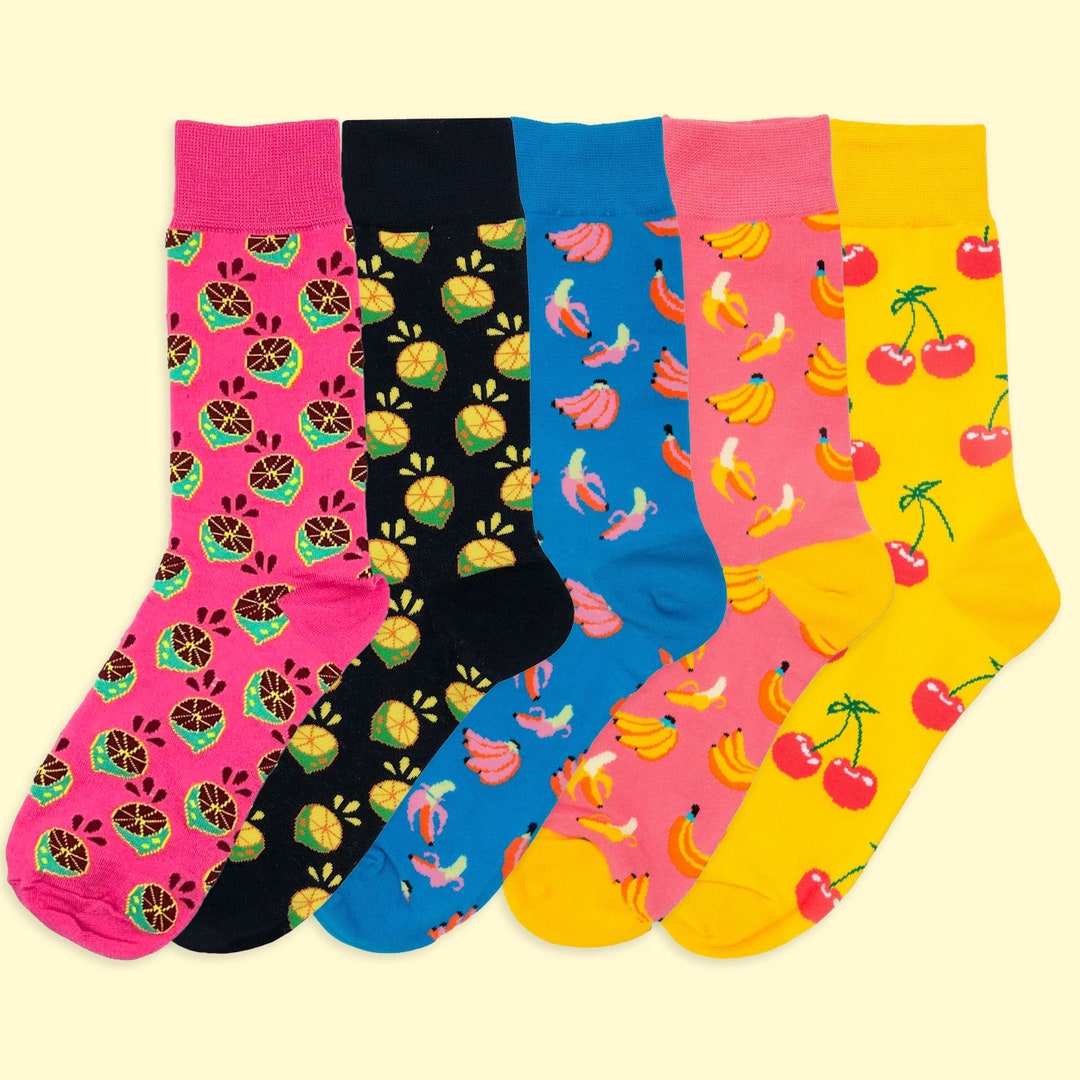 Colorful Fruit Socks for Men and Women, Cozy Fun Dress Socks, Funny ...