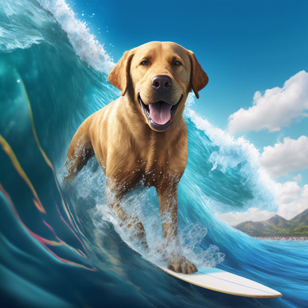 Labrador Surfing Wave in Hawaii - Etsy