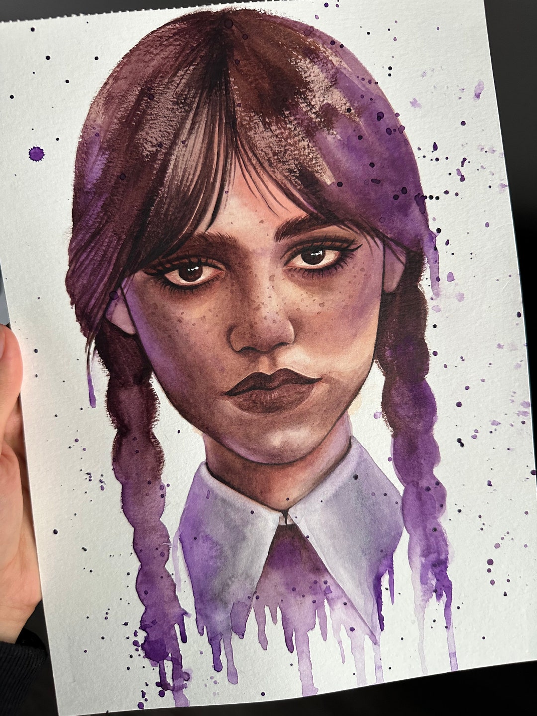 Watercolour Painting - Wednesday Addams Netflix - Etsy