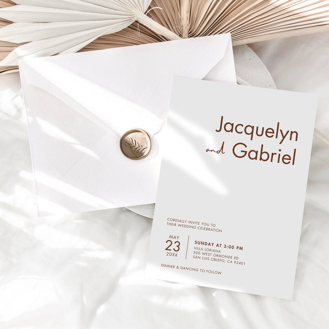 Simple Elegant Wedding Invitation Template, Minimal Design Wedding ...