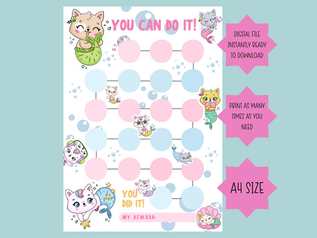 Mermaid Reward Chart || Printable Mermaid Behaviour Chart || Daily ...