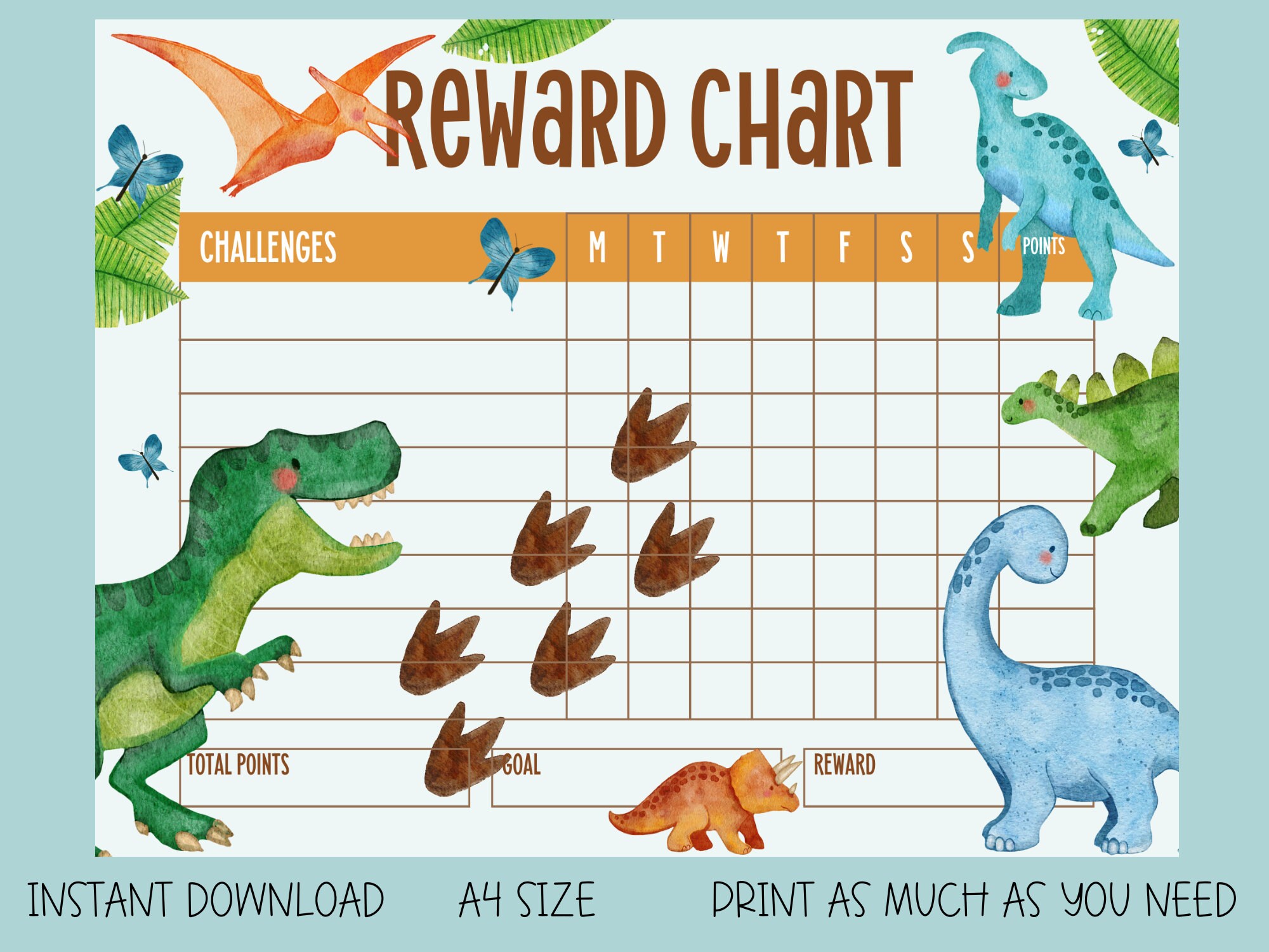 Dinosaur Reward Chart Printable Dinosaur Behaviour Chart Daily Chore ...