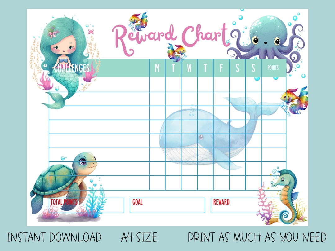 Mermaid Reward Chart Printable Mermaid Behaviour Chart Daily Chore ...