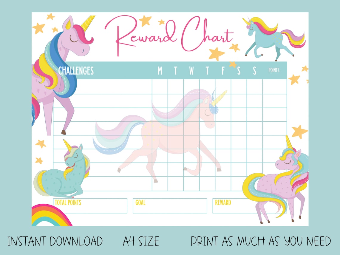 Unicorn Reward Chart || Printable Unicorn Behaviour Chart || Daily ...