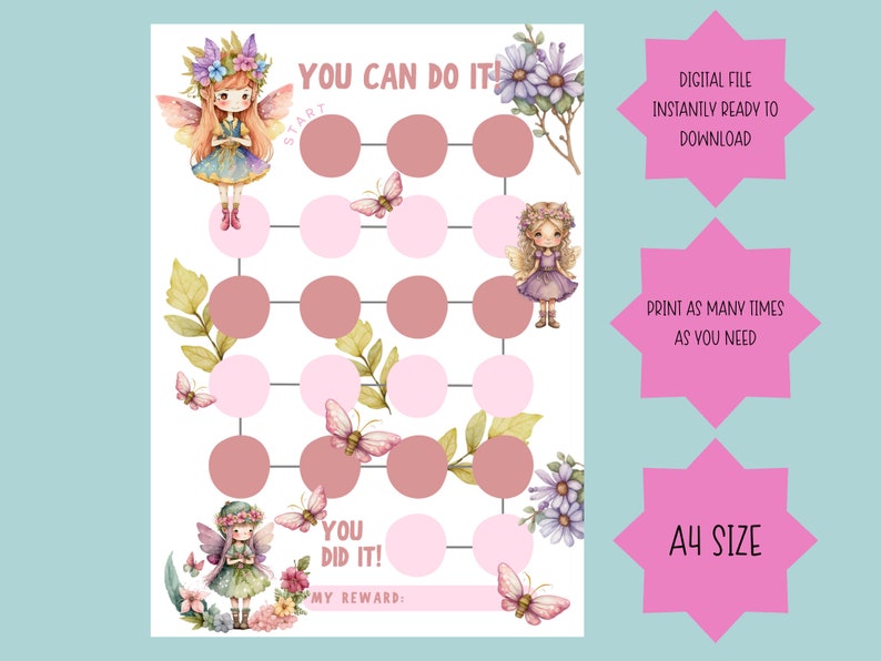 Fairy Reward Chart Printable Fairy Behaviour Chart Daily Chore Chart ...
