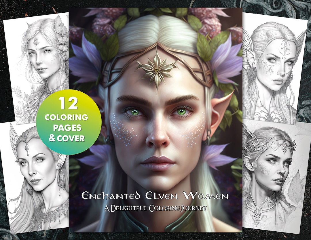Enchanting Elf Women Coloring Pages for Adults - Printable Fantasy ...