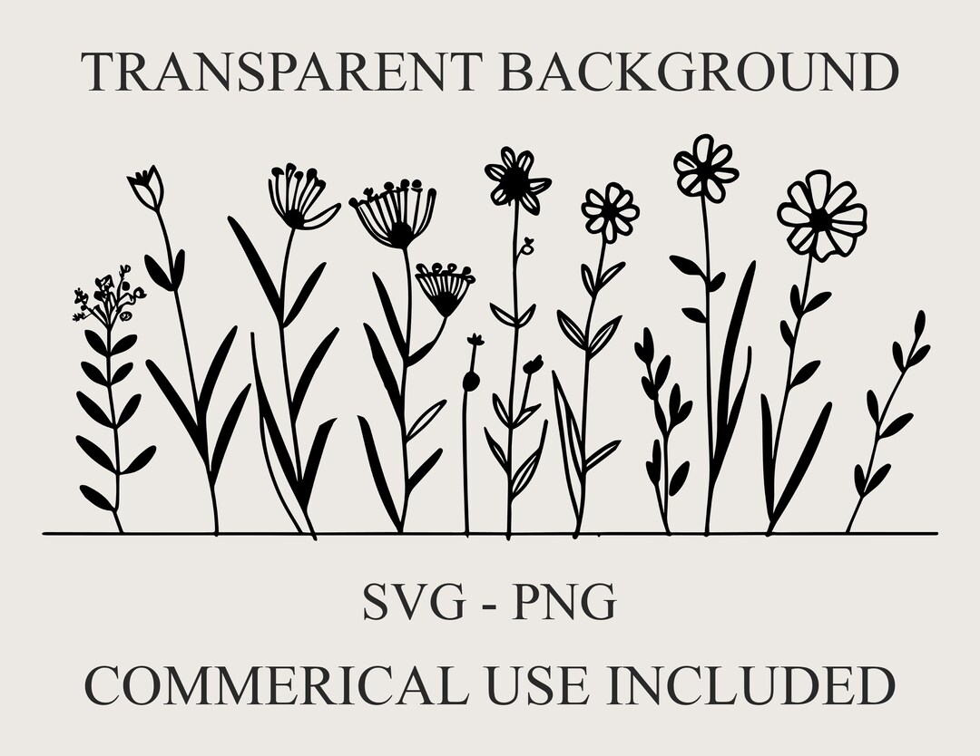 Flower Meadow Svg, Wild Flower Svg, Flower Border Svg, Botanical Svg ...