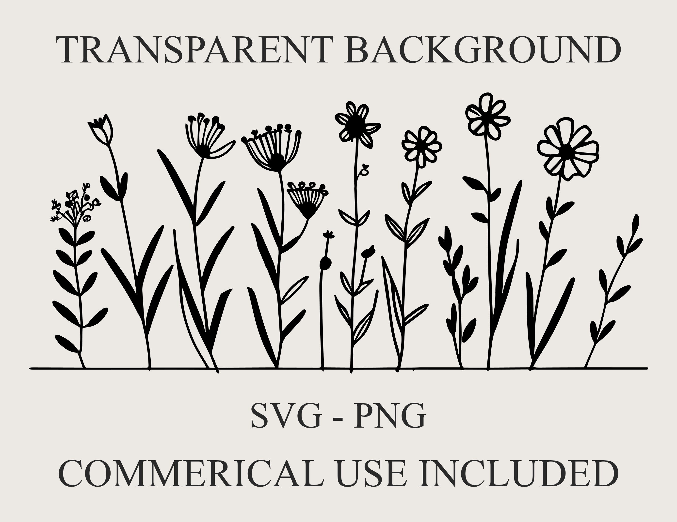 Flower Meadow Svg, Wild Flower Svg, Flower Border Svg, Botanical Svg ...