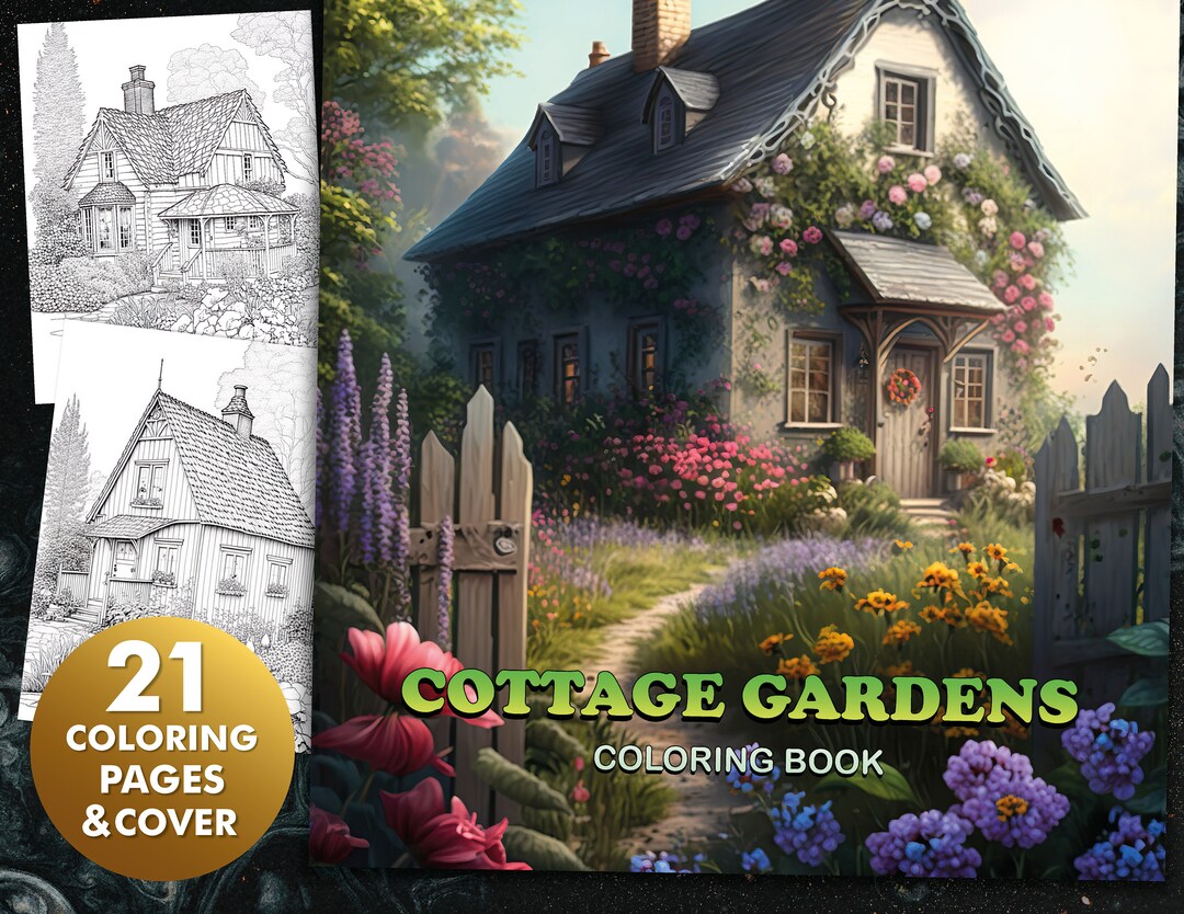 21 Cottage Gardens Coloring Book | Printable Coloring Pages Adults ...