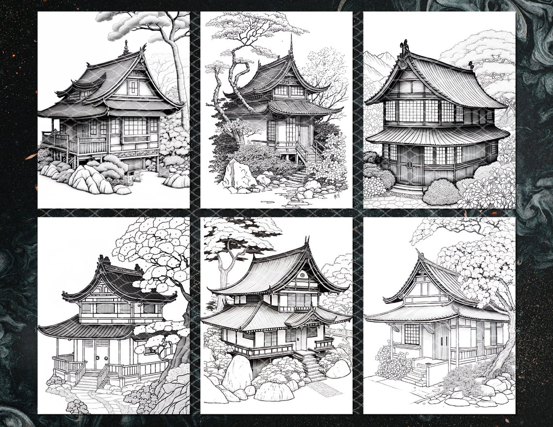 Japanese House Coloring Pages - Printable Art for Zen Coloring ...