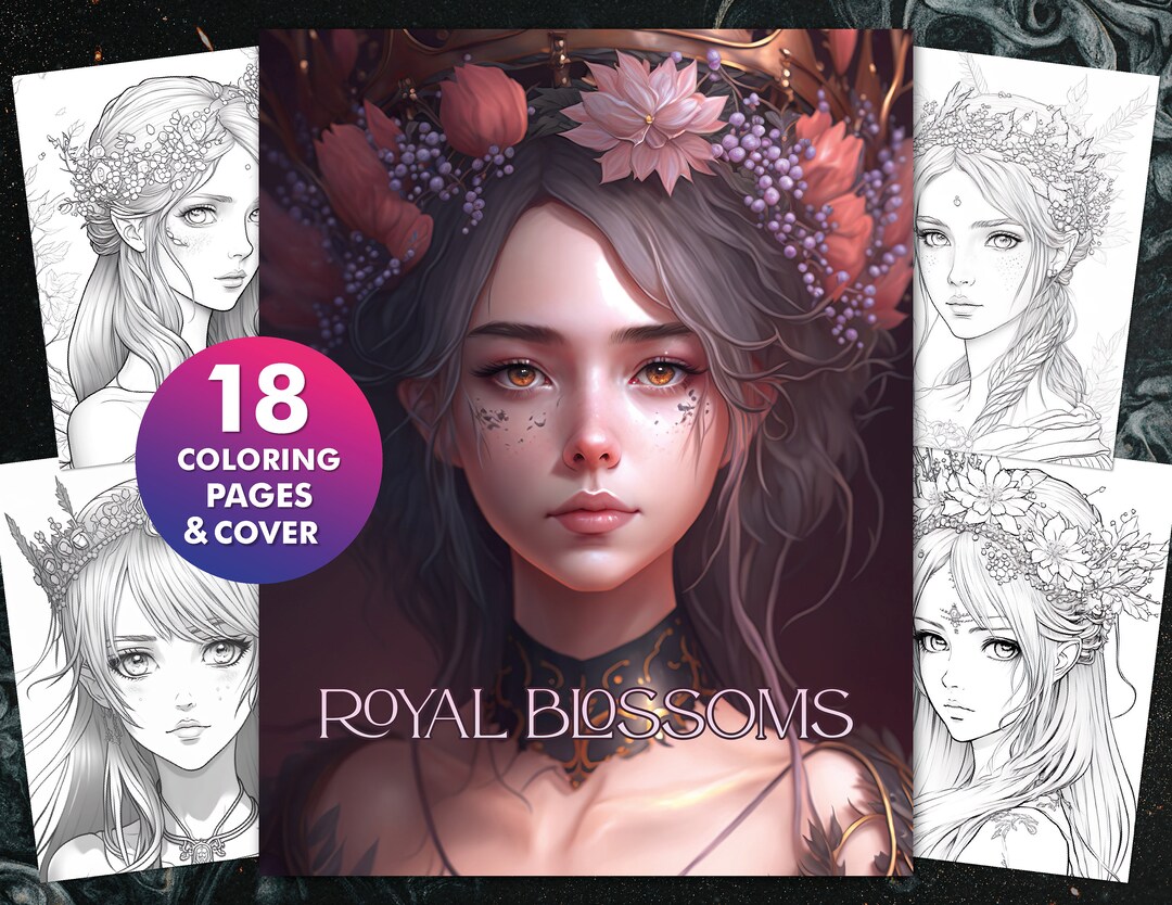 Enchanted Princess Anime Coloring Book for Adults & Kids, 18 Pages ...