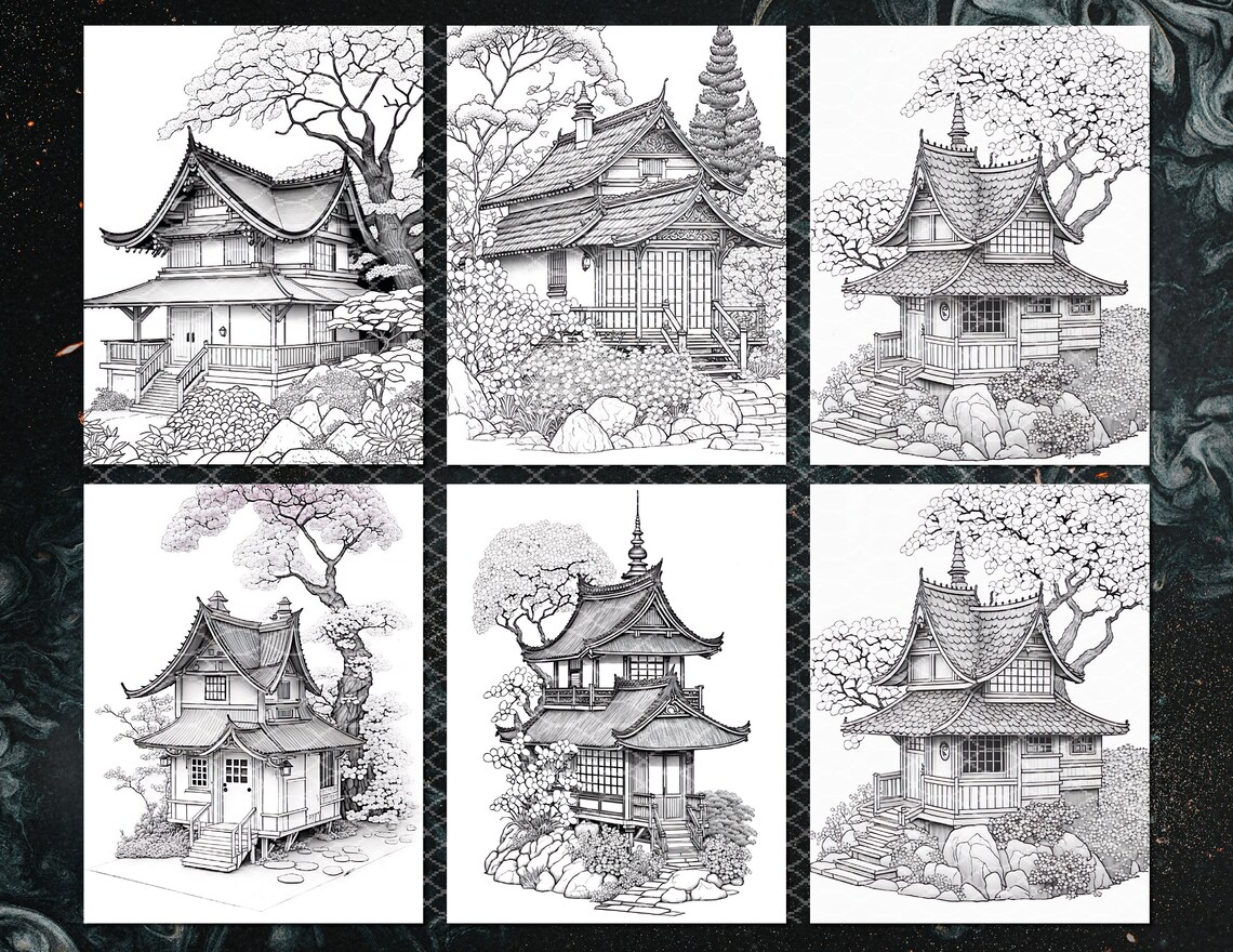 Japanese House Coloring Pages - Printable Art for Zen Coloring ...