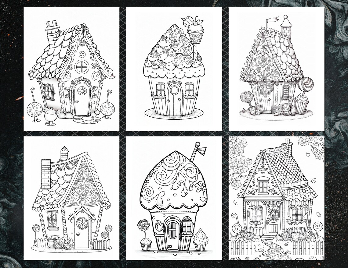 Candy House Coloring Pages | Printable Candy House Art for Kids and ...