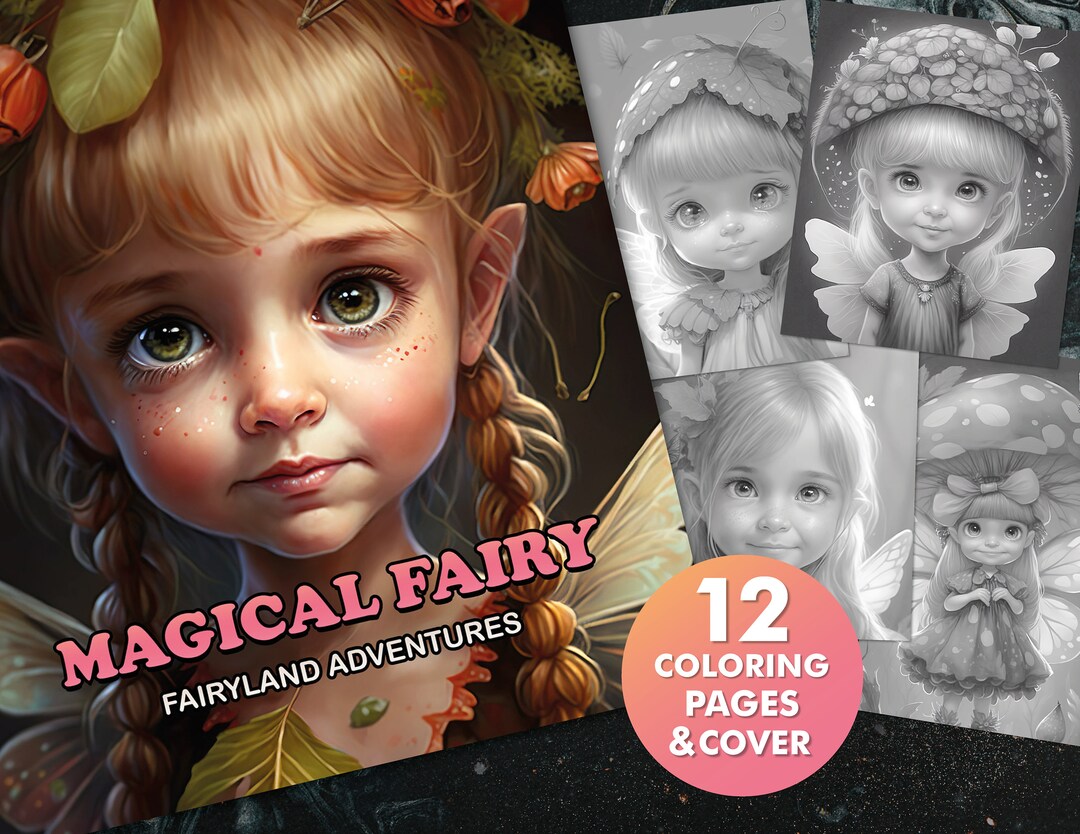 12 Pages Mushroom Forest Fairy Coloring Book, Fantasy Coloring Page ...