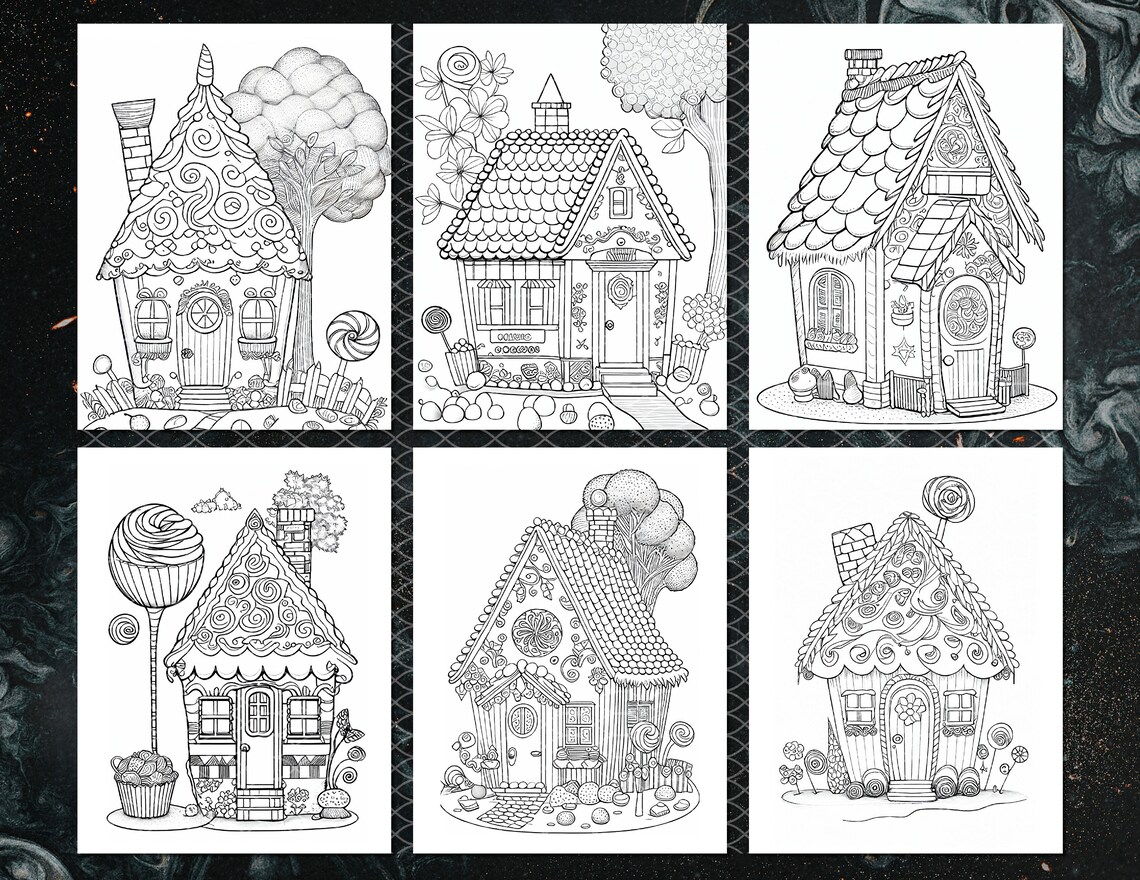 Candy House Coloring Pages | Printable Candy House Art for Kids and ...