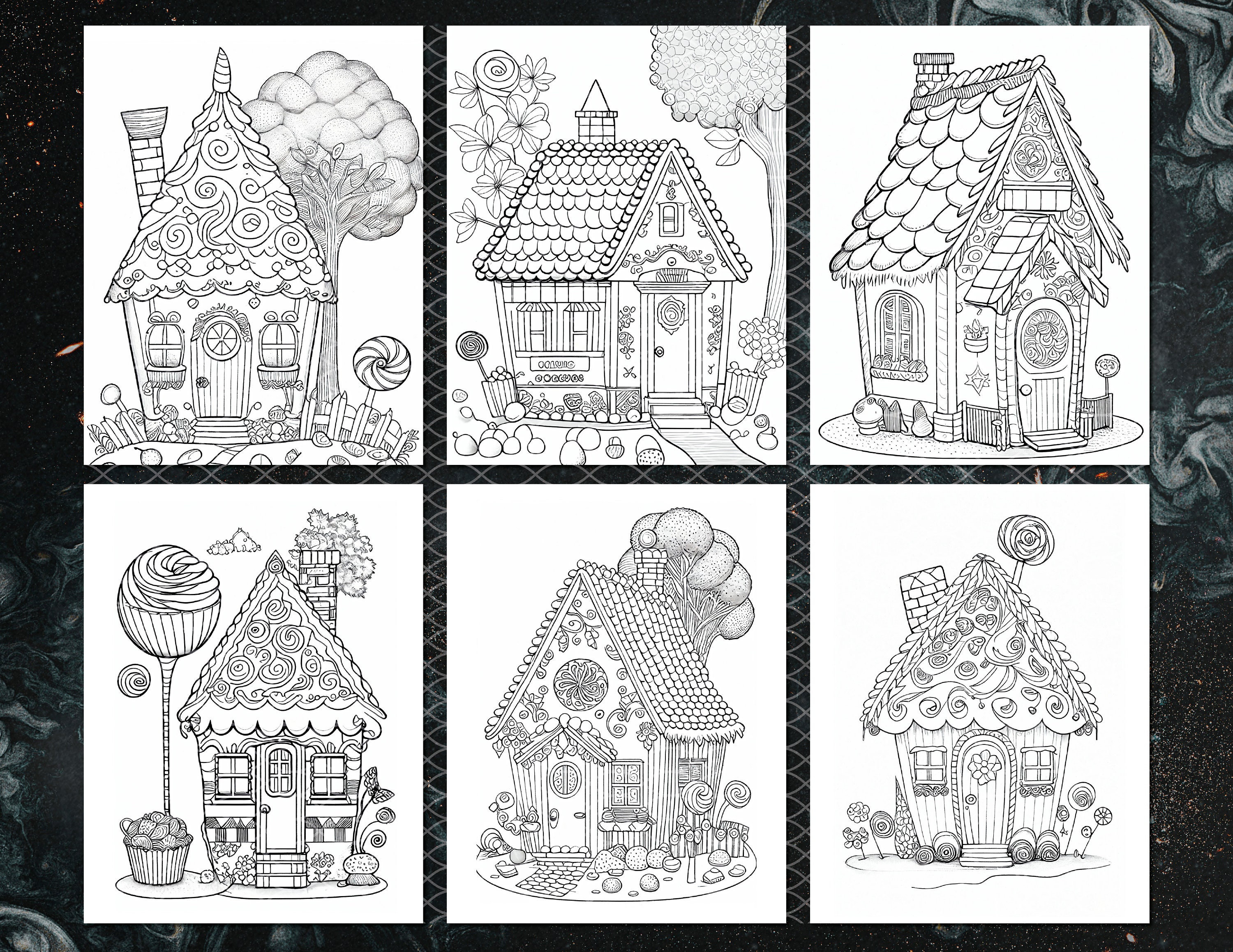 Candy House Coloring Pages | Printable Candy House Art for Kids and ...