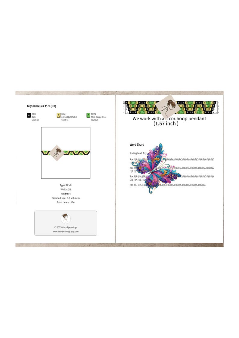 Beaded Earring Patterns -hoop Earring Brick Stitch Pattern: Miyuki ...