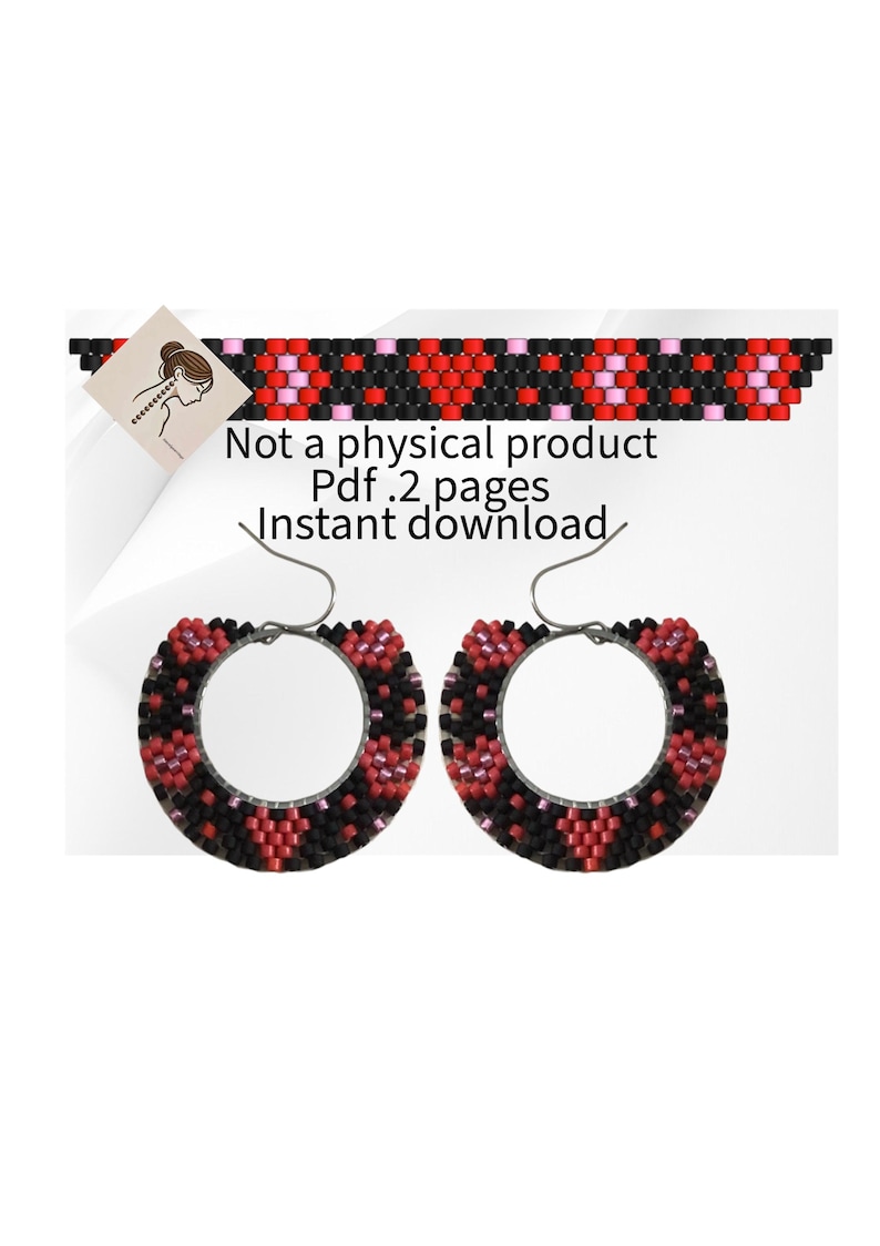 Heart Beaded Hoop Earring Pattern: Brick Stitch PDF Template (digital ...