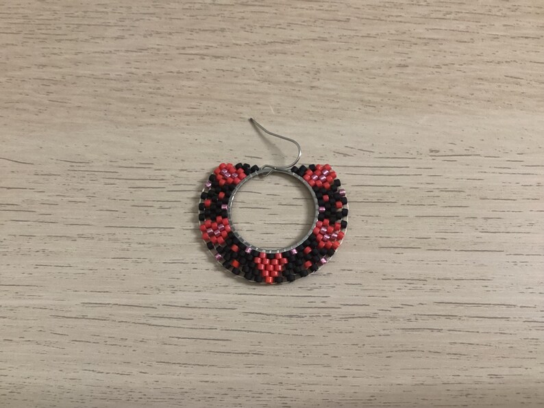 Heart Beaded Hoop Earring Pattern: Brick Stitch PDF Template (digital ...