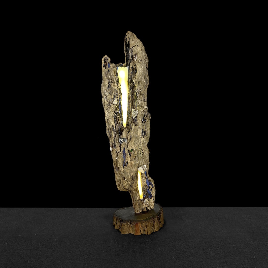 Unique and Original Light Work, Wood and Epoxy Resin LED Lamp, Ambient ...