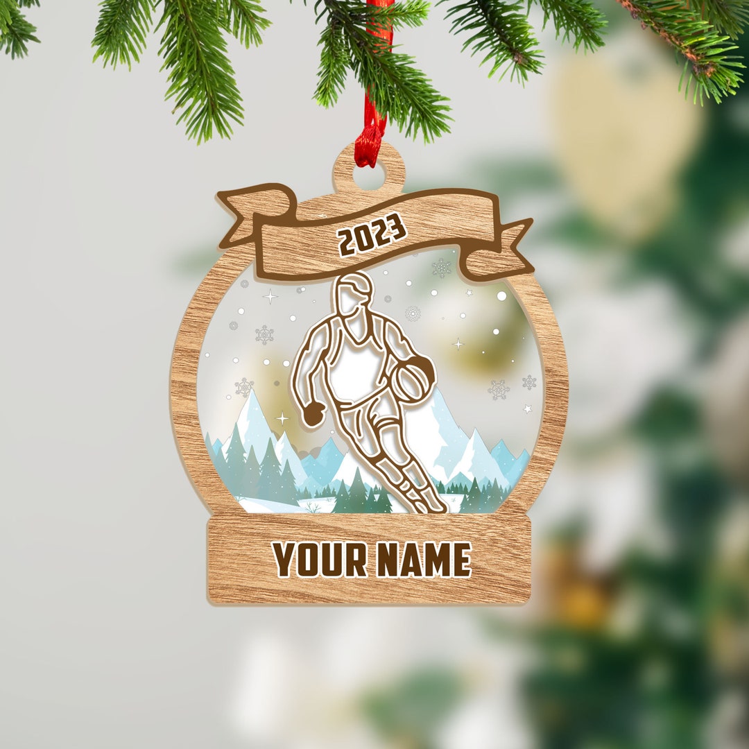 Personalized Basketball Christmas Ornament 2023, Basketball Wood and ...