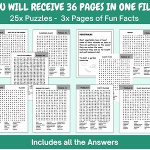 Volume 2 Word Search Puzzles, 25 Fun Gardening Themed Word Find Puzzles ...