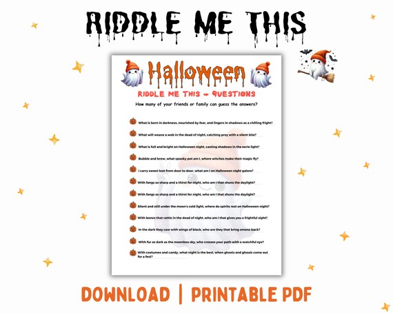 Plantilla De Adivinanzas De Halloween