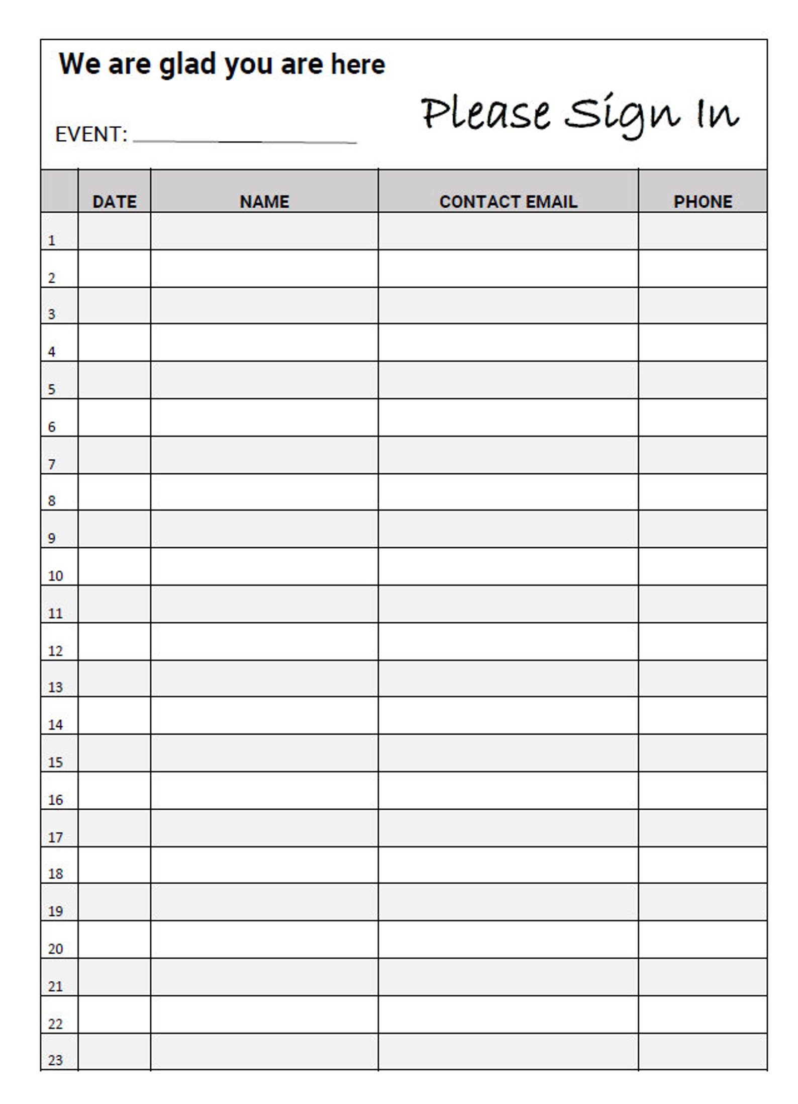 Editable Sign in Sheet, Open House Sign in Template, Attendance Sheet ...