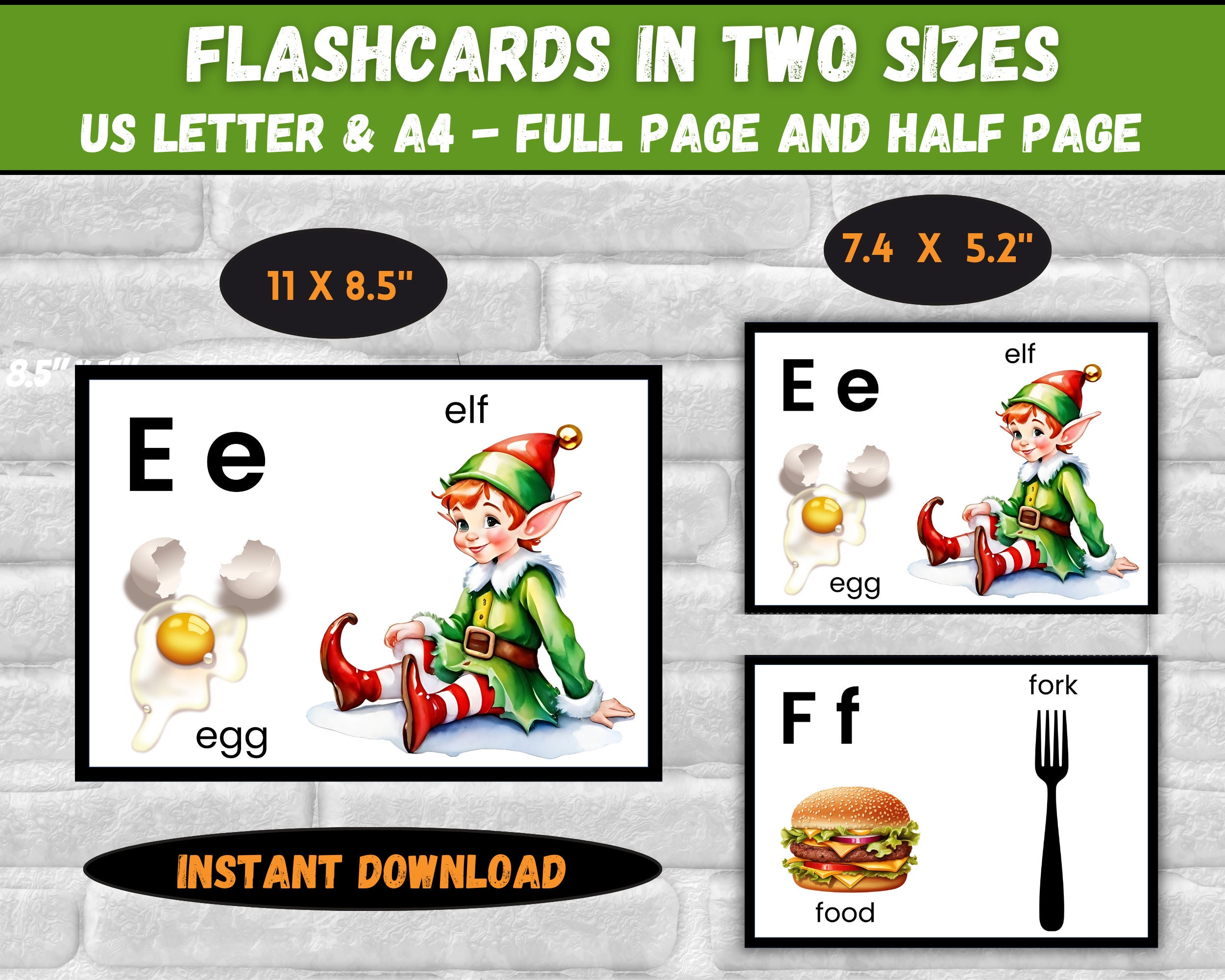 Alphabet Flashcards for Early Letter Recognition, Printable Learning ...