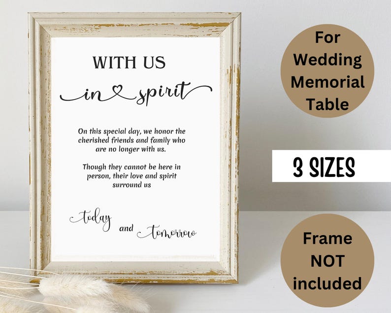 Memory Table Sign for a Wedding, in Loving Memory a Minimalist Wedding ...