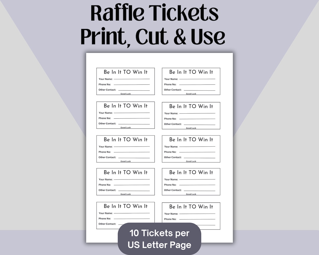 Raffle Ticket Template to Print, Simple Event Ticket Template, 10 Event ...