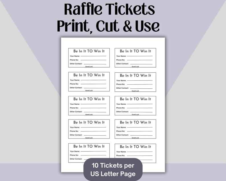 Raffle Ticket Template to Print, Simple Event Ticket Template, 10 Event ...
