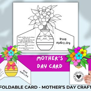 Mothers Day Coloring Card Printable, Mothers Day Craft for Kids ...