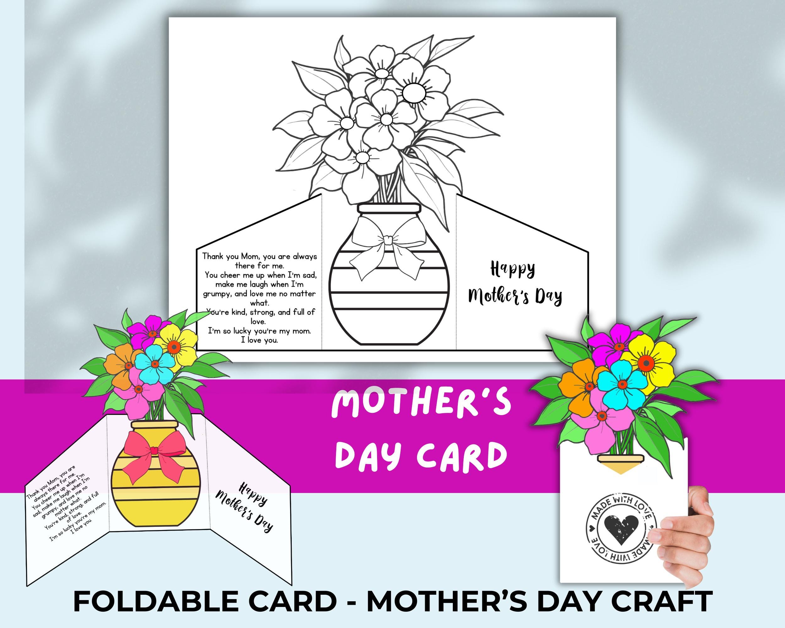 Mothers Day Coloring Card Printable, Mothers Day Craft for Kids ...