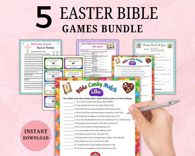 5 Bible Games BUNDLE, Christian Easter Games, Printable Christian Games ...